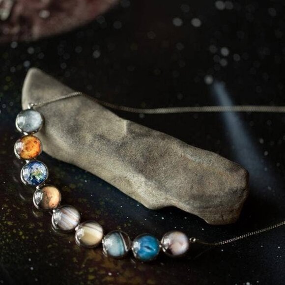 Jewelry | Handcrafted Celestial Jewelry Curved Solar System Necklace ...